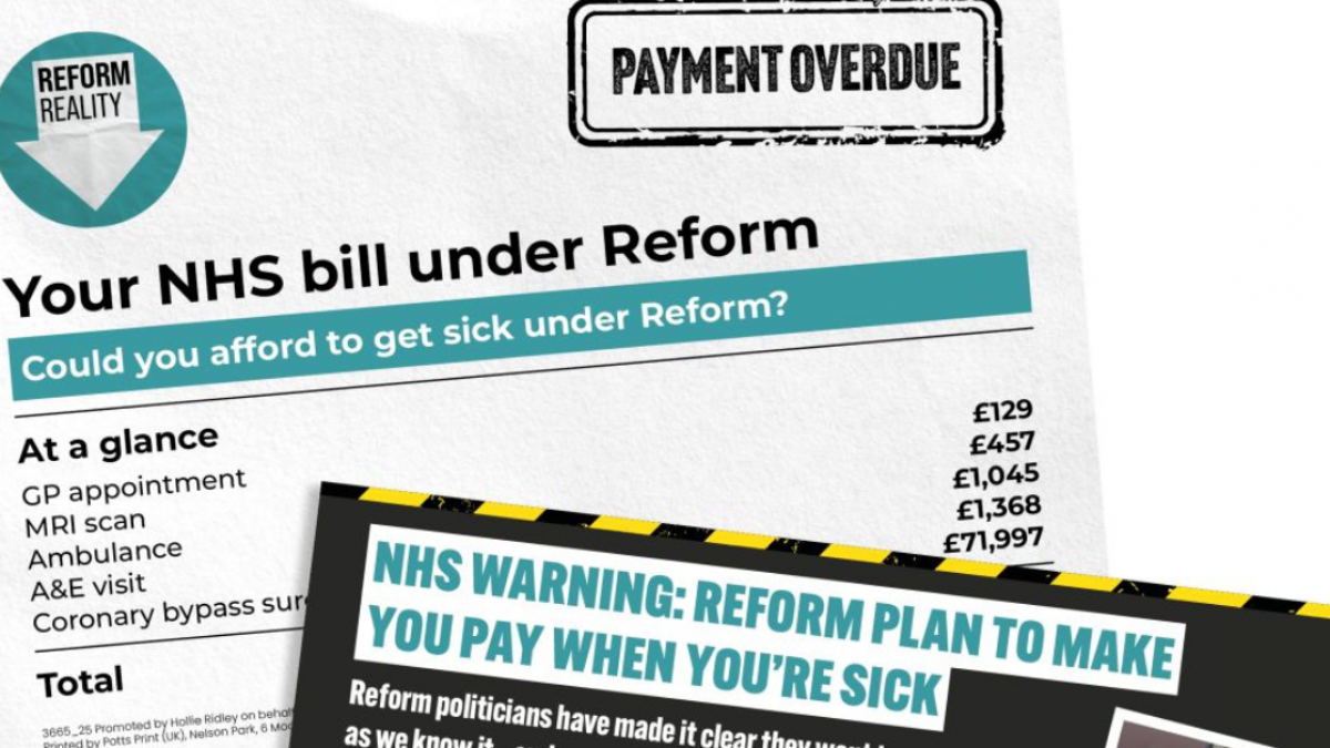 Labour leaflet attacking Reform over NHS sells out on party's online ...